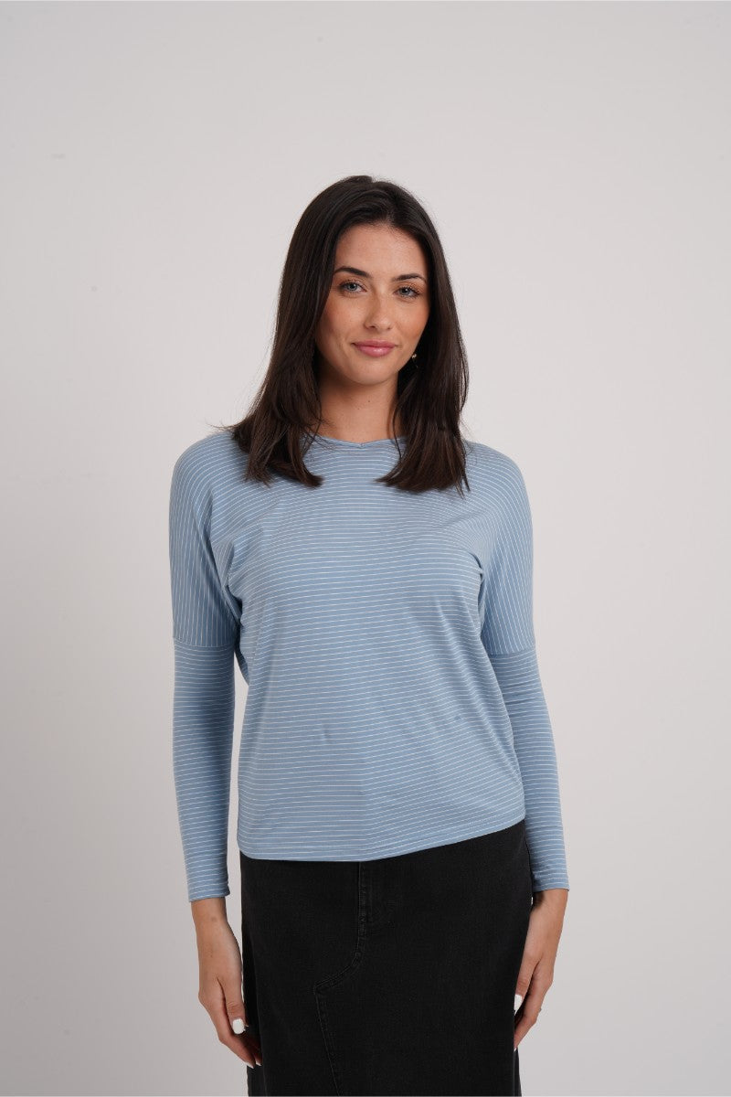 Blue Striped Batwing Tee – Ali Specials