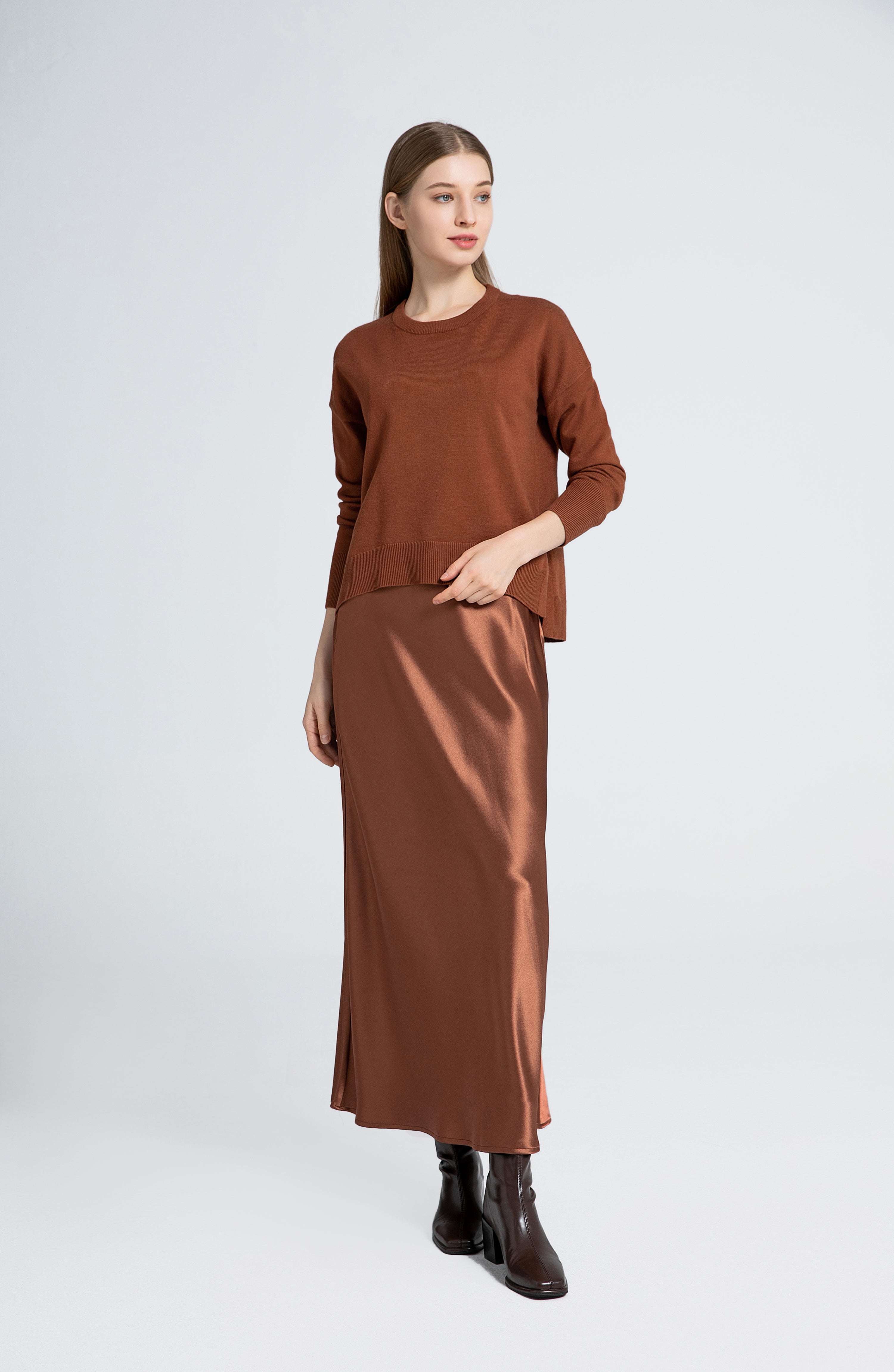 Caramel Satin Knit 2pc – Ali Specials